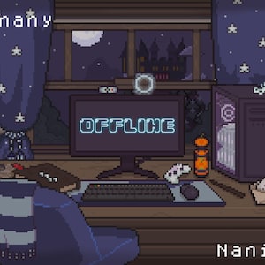 4 X Pixel Animated Scenes Screens Magic Witch Wizard Blue Eagle Setup ...