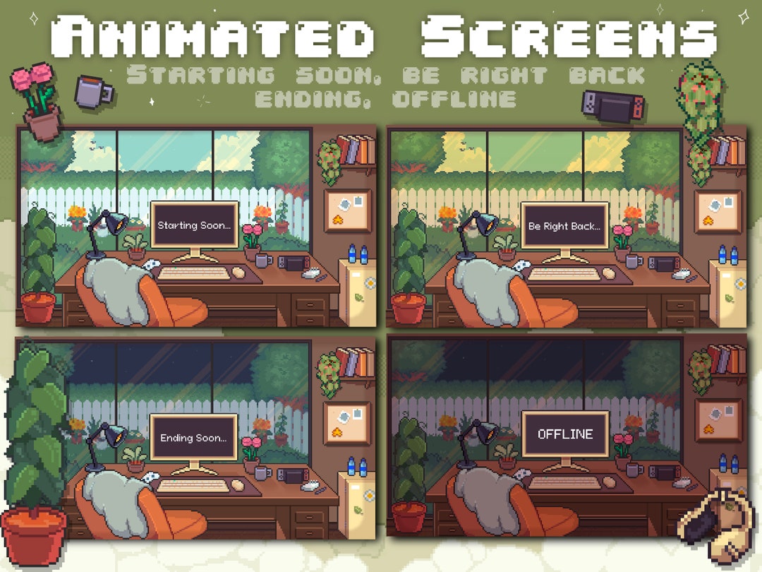 4 X Lofi Cozy Relaxing Natural Plants Office / Gamer Garden Setup Desk ...