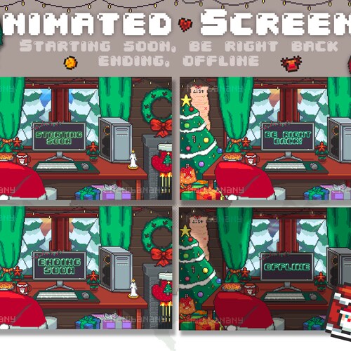 4 X Cute Pixel Animated Scenes Screens Neon Pink Lights Setup - Etsy
