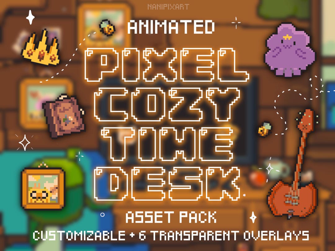 Pixel Cozy Time Desk | Pre-made Bundle | Customizable Streamer Pack - Etsy