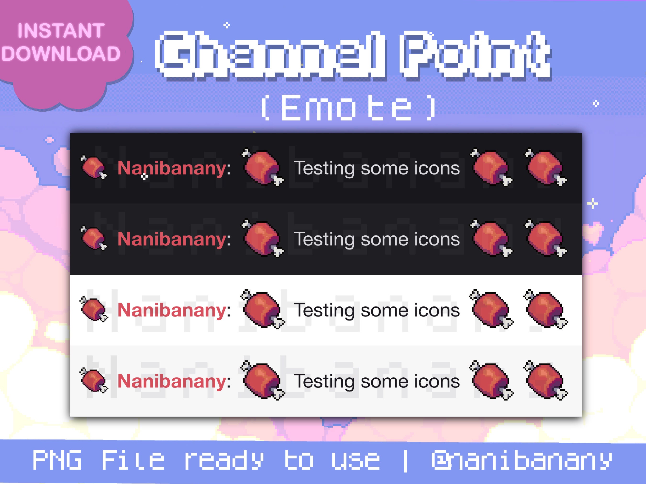 Kawaii Pixel Chibi Anime Bone Meat Food Art Channel Point - Etsy