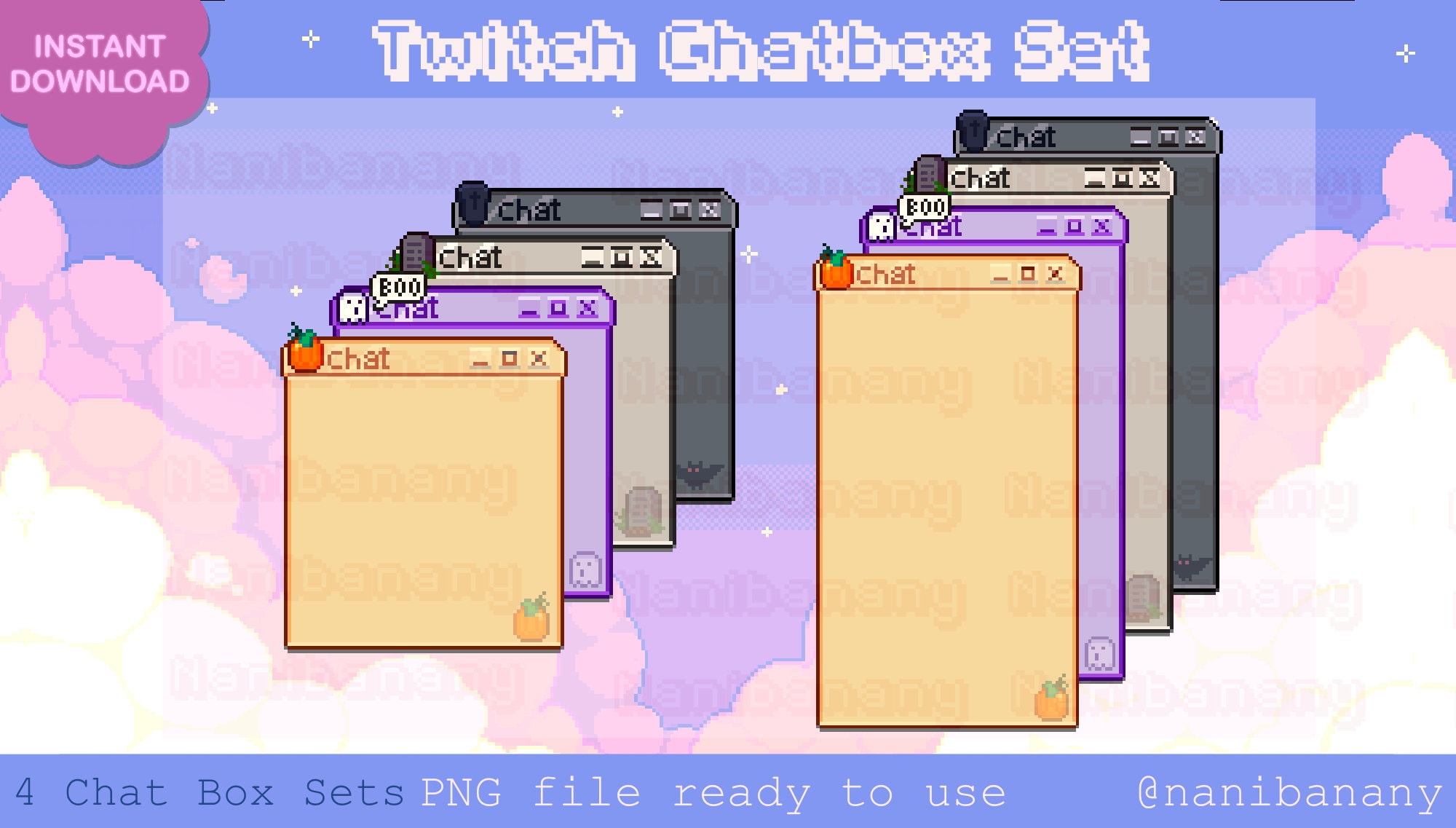 4 X Pixel Window Retro Spooky Halloween Chat Box Set Bundle - Etsy