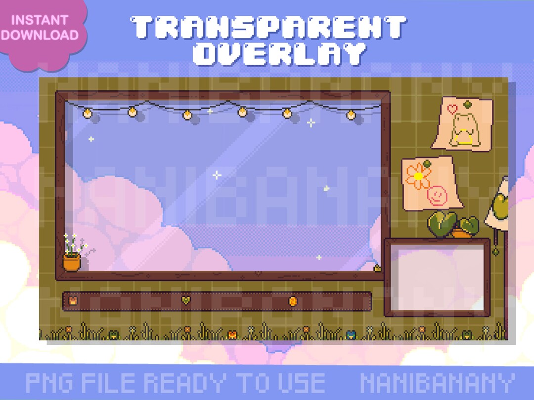 1 X Cute Green Froggy Cozy Desk Overlay Twitch Youtube Streamer Overlay ...