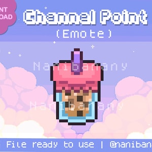 Pixel Pink Boba Bubble Tea Channel Point Emote Icon for Discord Twitch ...