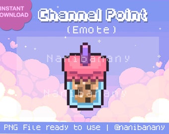 Pixel Blue Boba Bubble Tea Channel Point Emote Icon for Discord Twitch ...