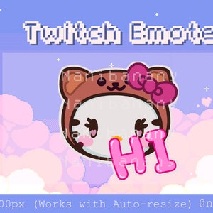 Cute White Cat Hi Emote for Twitch Youtube Streamers Ready to Use - Etsy