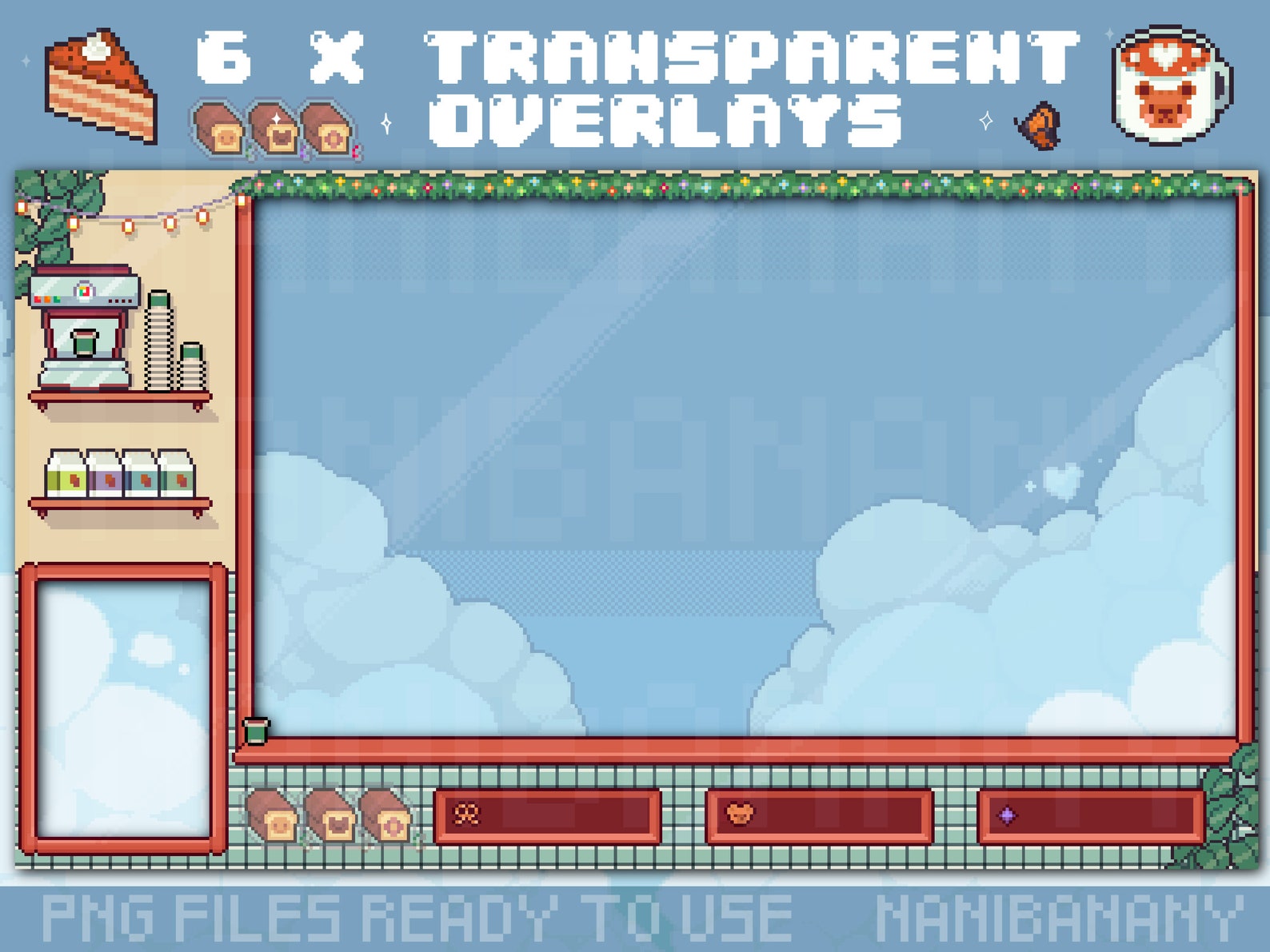 Cozy Animated Pixel Bear Bakery Coffee Setup Stream Overlay Package ...