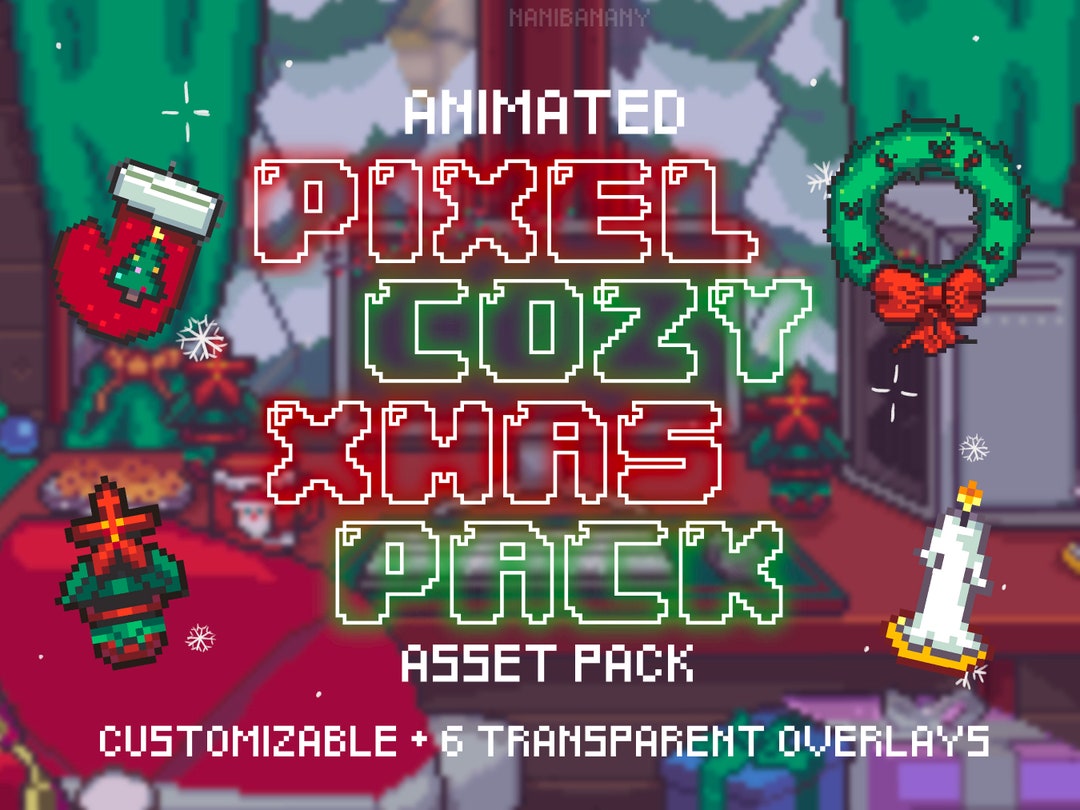 Cozy Animated Pixel Snow Xmas Desk Stream Overlay Package | Santa Claus ...