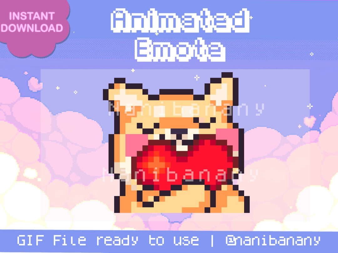 Pixel Cute Gold Blond Dog Cheems Dodge Hugging Valentine Red Heart ...