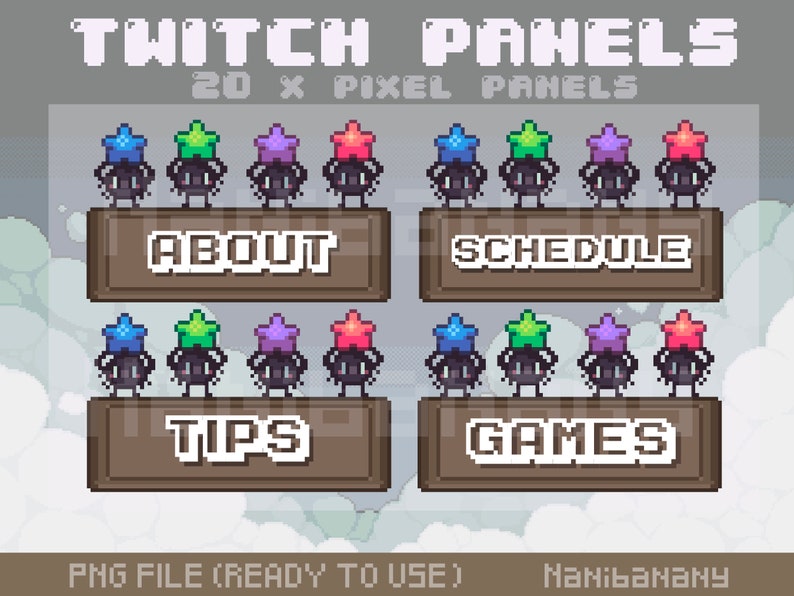 20 Japanese Kawaii Anime Sprites Cozy Panels for Twitch Streamers ...