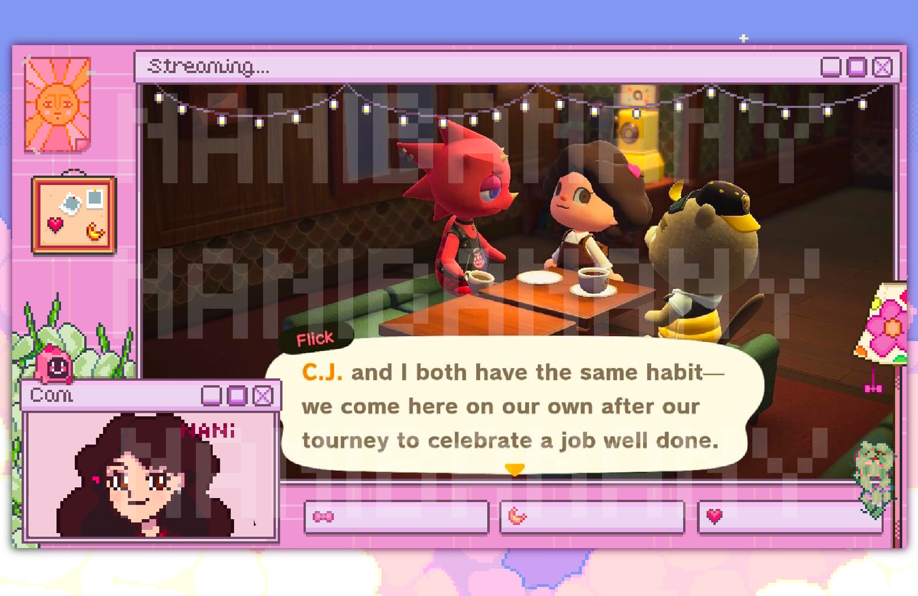 1 X ANIMATED Pixel Pink Kawaii Desk Overlay Layout Ready to Use for ...