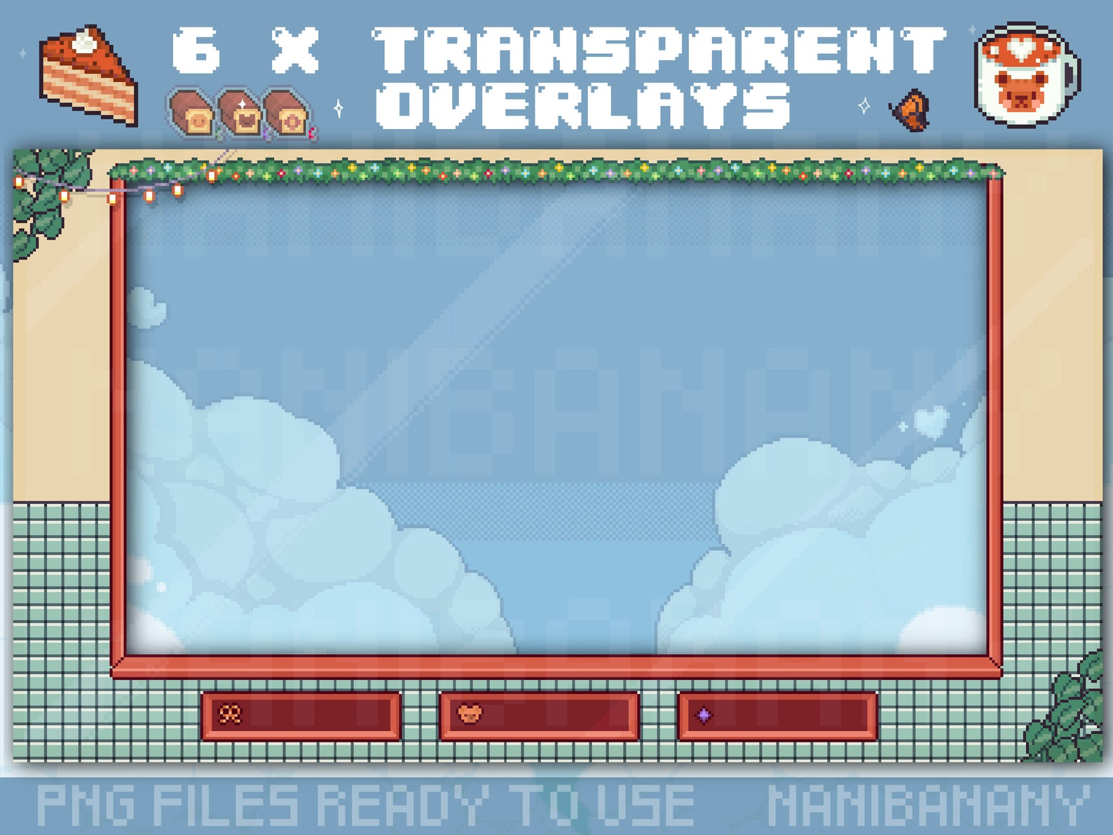 Cozy Animated Pixel Bear Bakery Coffee Setup Stream Overlay Package ...