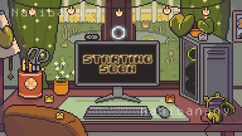 4 X Cute Pixel Animated Scenes Screens Neon Yellow Lights Cozy - Etsy