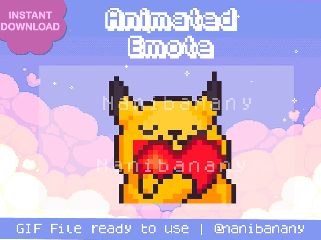 Pixel Pika Poke Hugging Valentine Red Heart Animated Emote for Discord ...