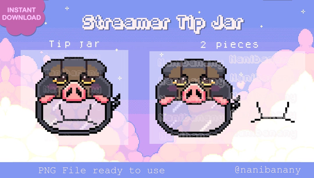 Blushy Cute Pixel Pig Lechonk Tip Jar Hype Cup for Twitch Youtube ...