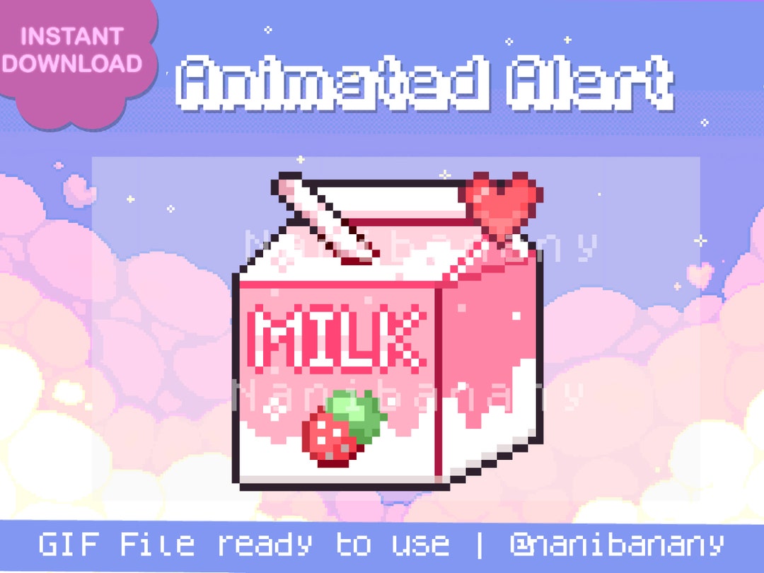 Pixel Strawberry Milk Animation Donation / Overlay / Layout ...