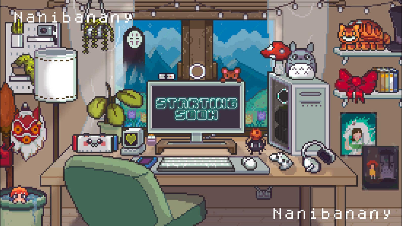 4 X Pixel Animated Scenes Screens Studio Japanese Anime Soot Setup Cozy ...