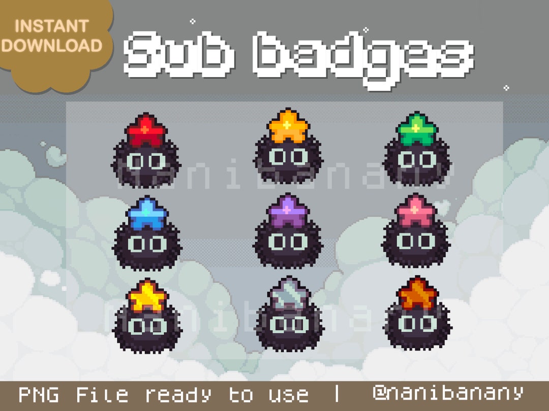 9 X Pixel Colorful Spooky Ghosts Soot Stars Sprites Set of Badges for ...