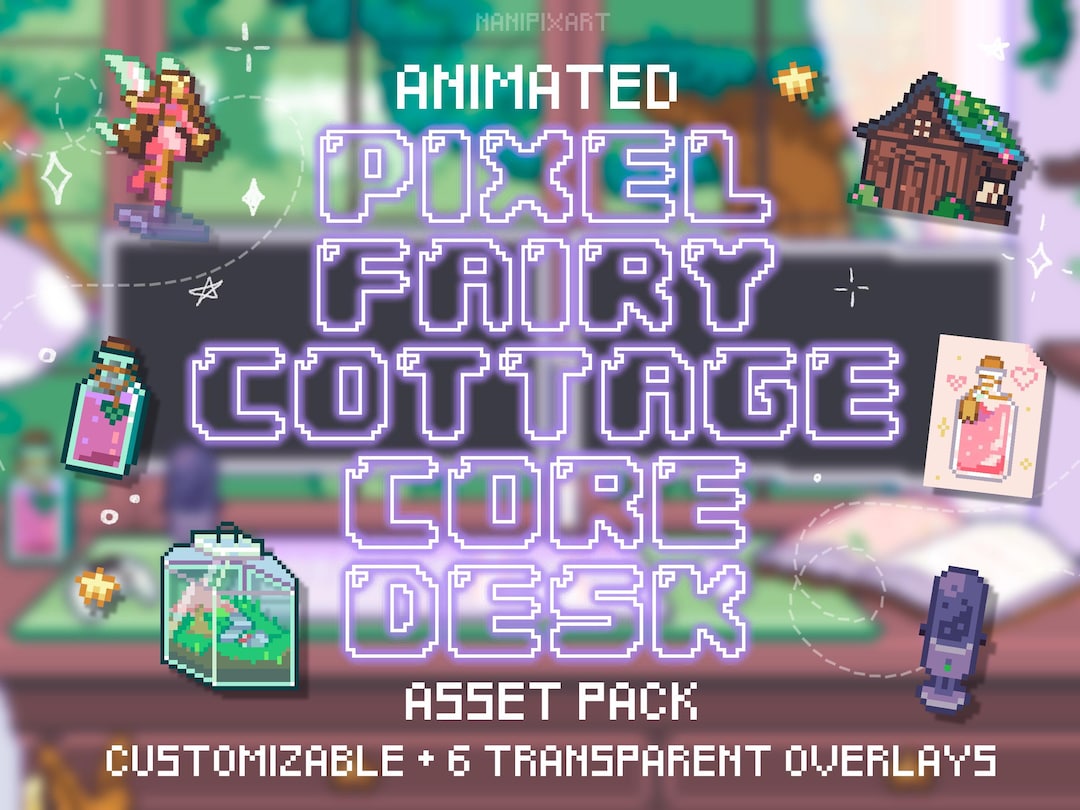 Cozy Pixel Fairy Cottage Core Setup Gamer Desk Stream Overlay Package ...