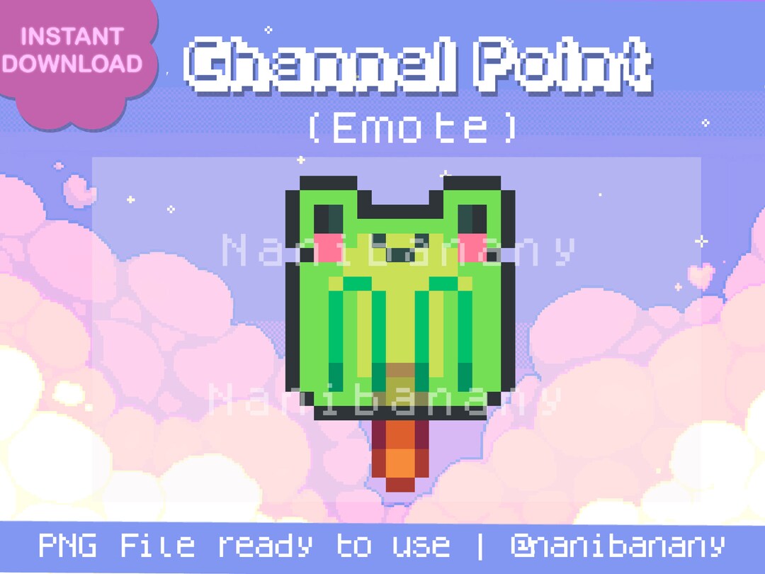 Kawaii Pixel Froggy Summer Icecream Channel Point Emote for Twitch ...