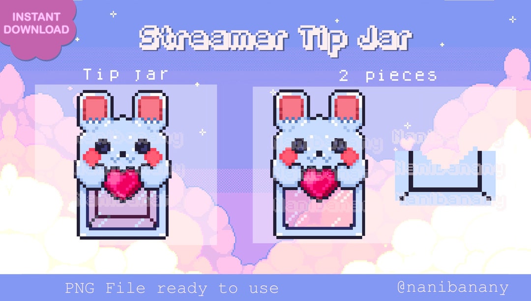 Kawaii Pixel Bunny Hype Cup / Tip Jar / Bit Jar for Twitch Streamers ...