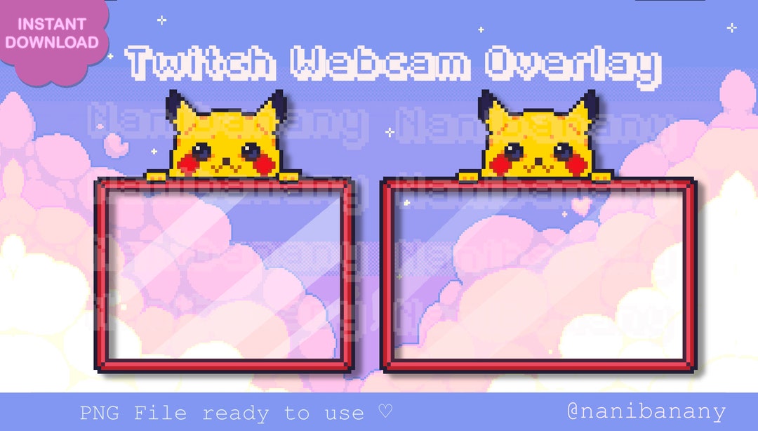 Kawaii Pokemon Pikachu Webcam Frame Frame Overlay Pack for Twitch ...