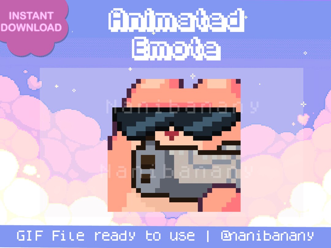 Pixel Cute Pink Bunny Rabbit Sunglasses Pistol Gun Shooting Animated ...