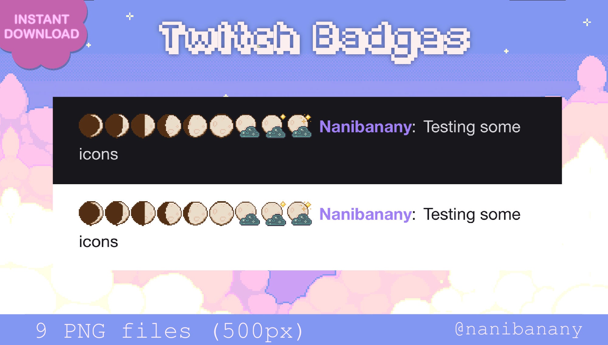 Pixel Full Moon Eclipse Badges for Twitch Youtube Streamers Ready to ...