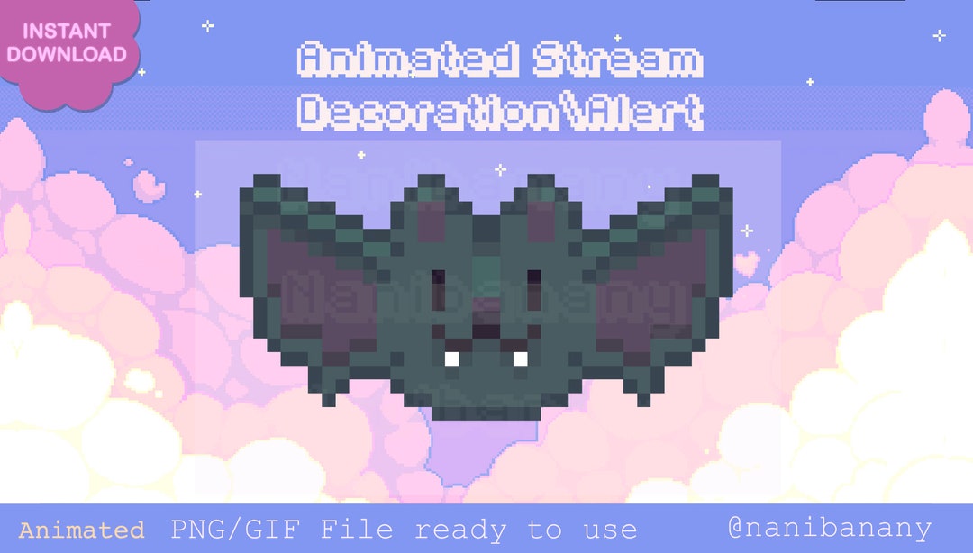 Cute Animated Bat Vamp With Purple Heart Alert Donation / Overlay ...