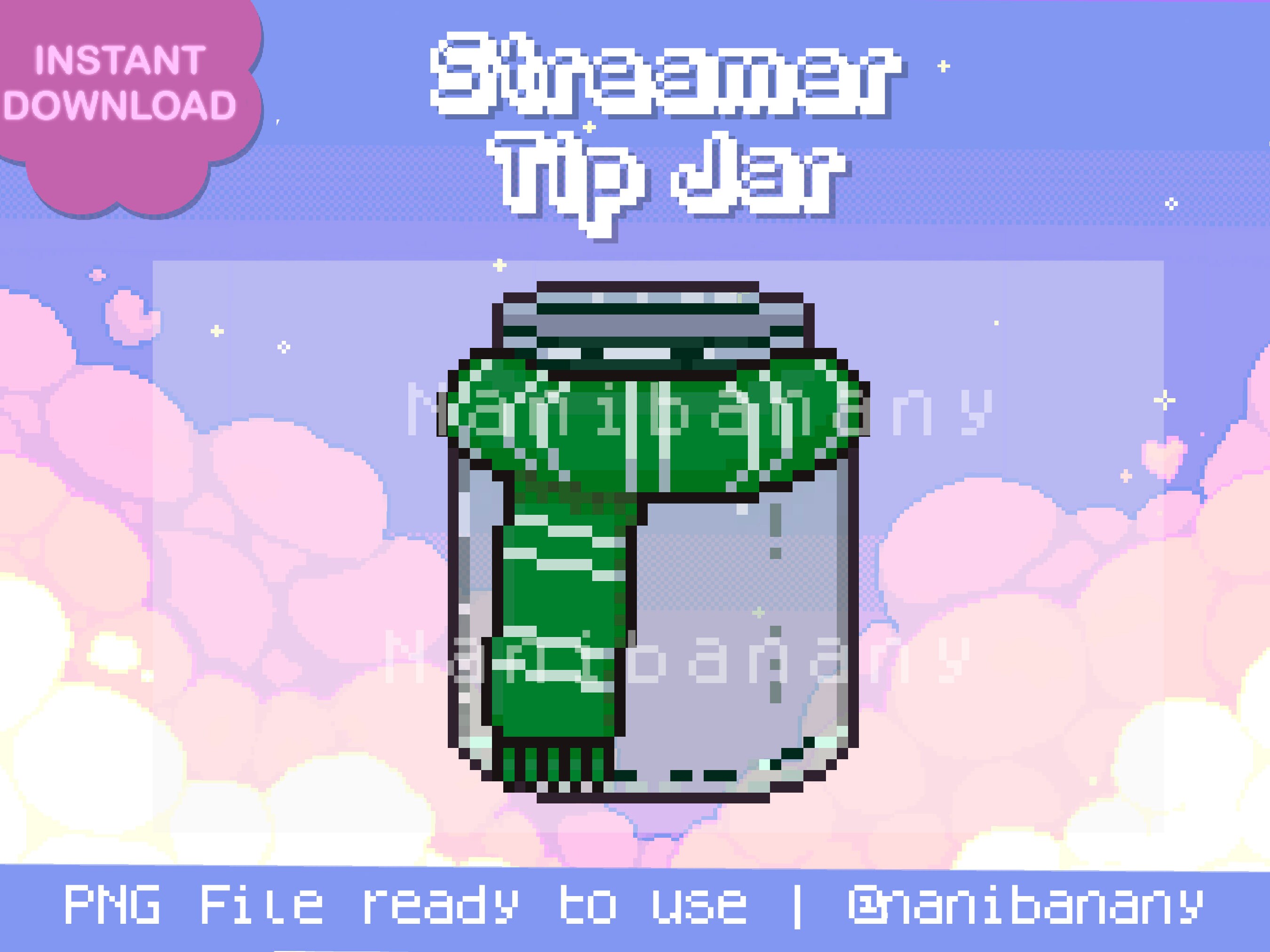Pixel Snake Magic Green Scarf Tip Jar for Twitch Youtube Streamers ...