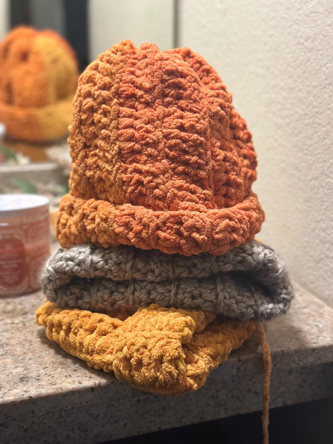 PREMADE Thick Polyester Beanie Cozy Handcrafted Knit Hat Warm Winter ...