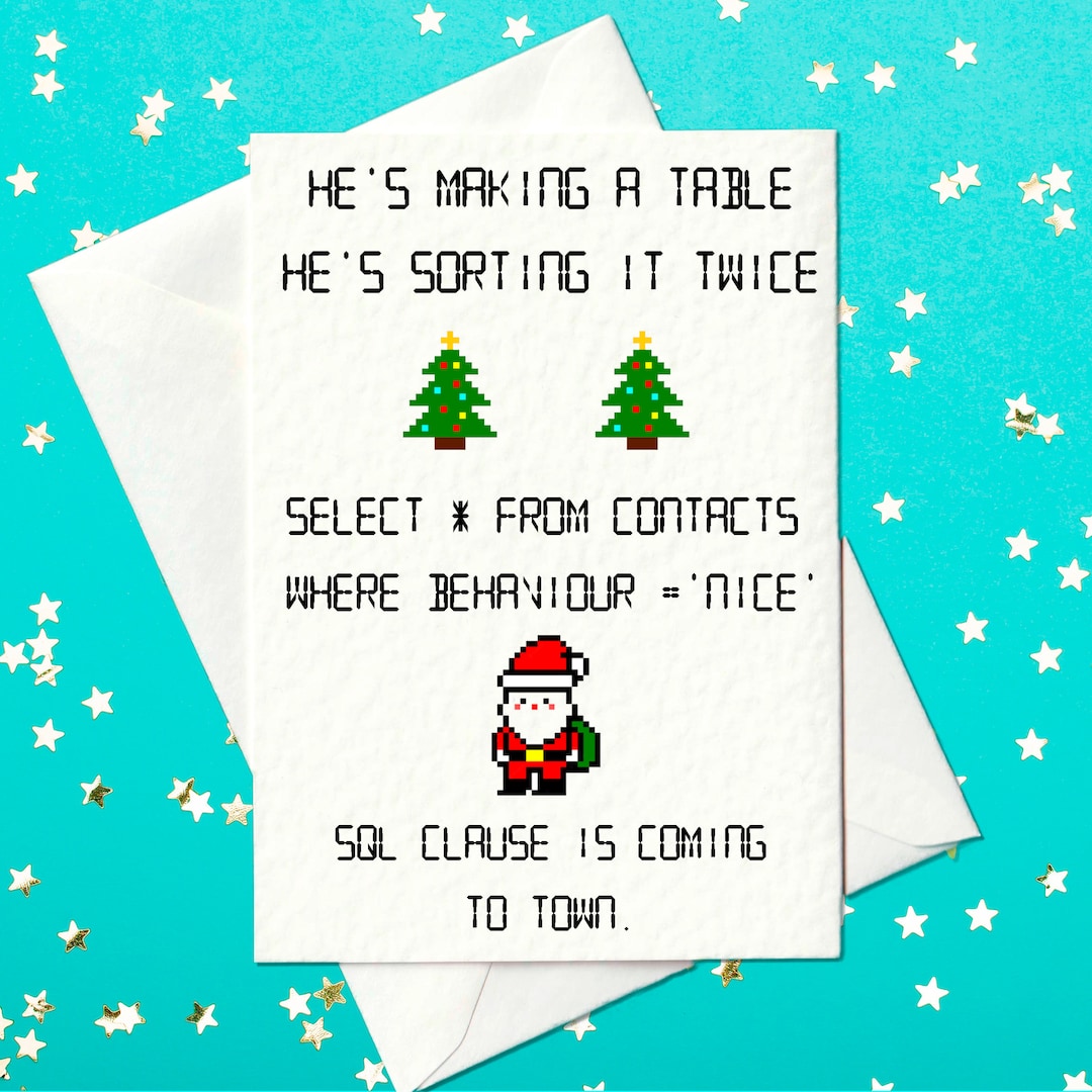 SQL Clause is Coming to Town Christmas Card – Perfect Gift for an SQL ...