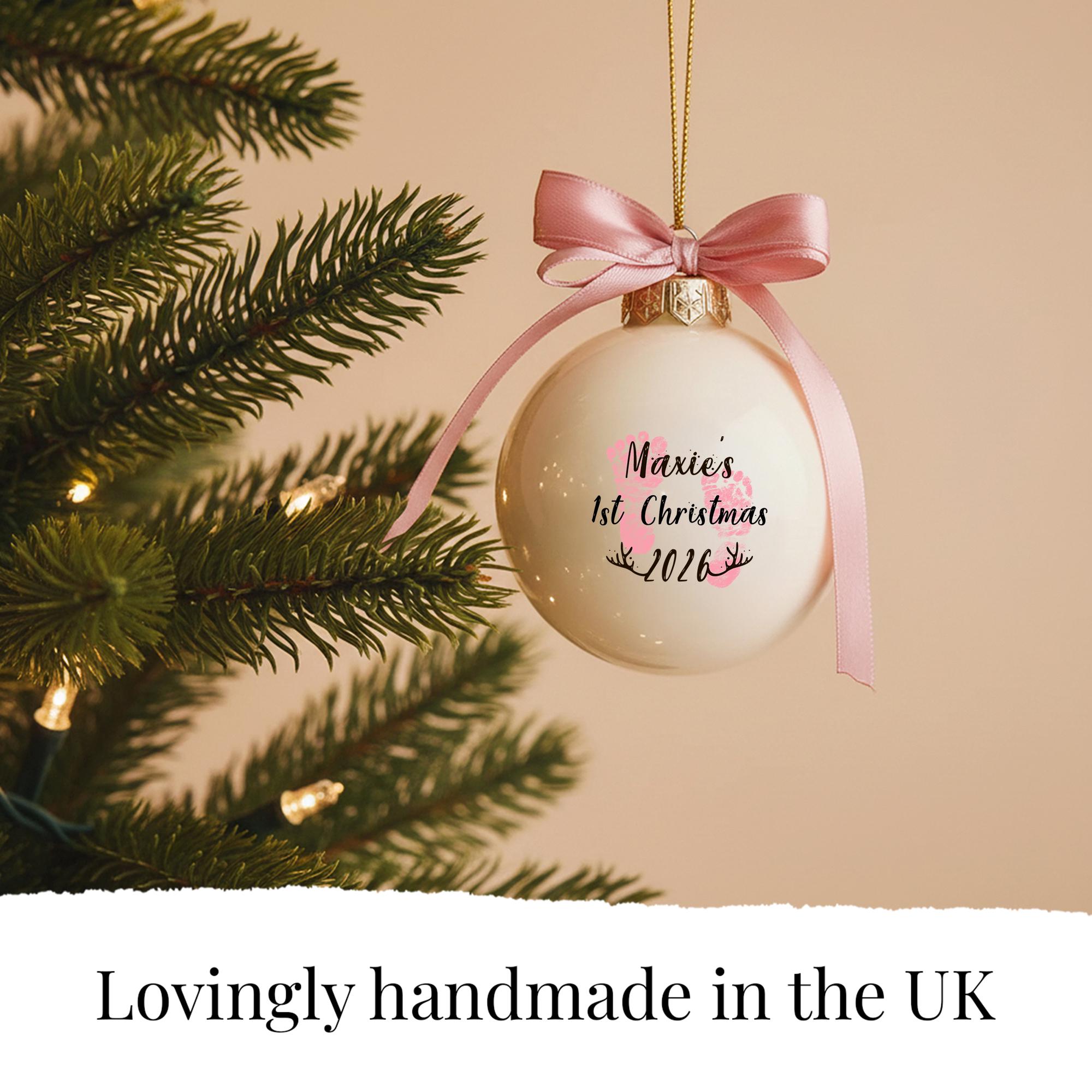 Personalised Babys First Christmas Glass Bauble With Name & Birth Year ...