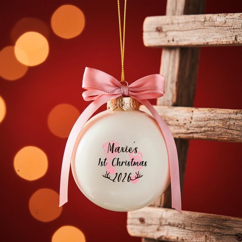 Personalised Babys First Christmas Glass Bauble With Name & Birth Year ...