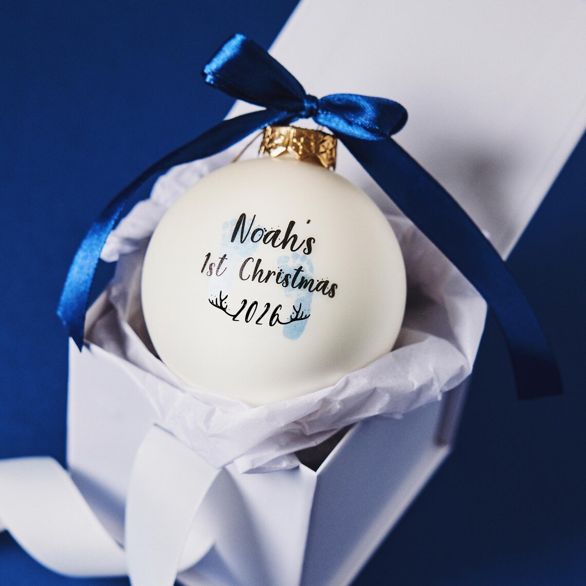 Personalised Babys First Christmas Glass Bauble With Name & Birth Year ...