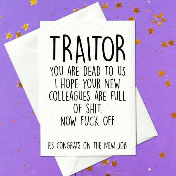 Traitor Leaving Card - Etsy