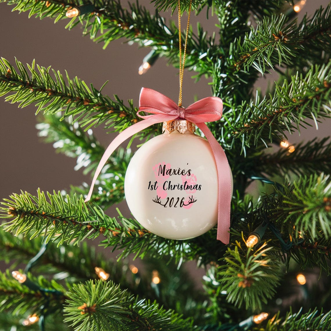 Personalised Babys First Christmas Glass Bauble With Name & Birth Year ...