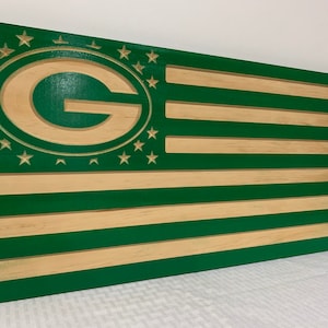Green Bay Packers Wood American Flag Sign - Etsy