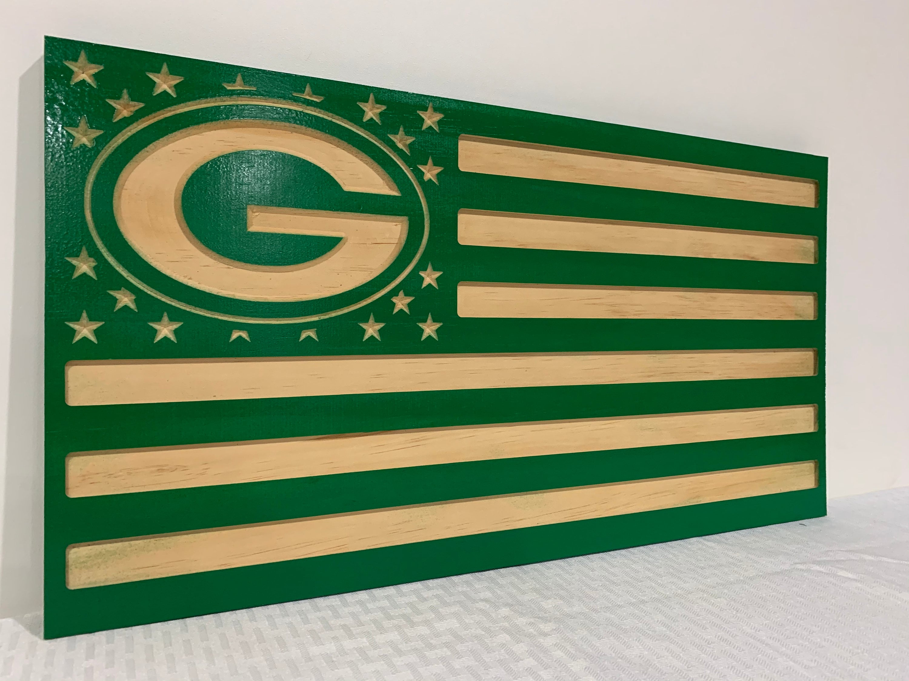 Green Bay Packers Wood American Flag Sign - Etsy