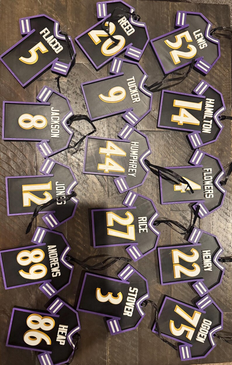 3D Printed Baltimore Ravens Jersey Christmas Ornaments - Etsy