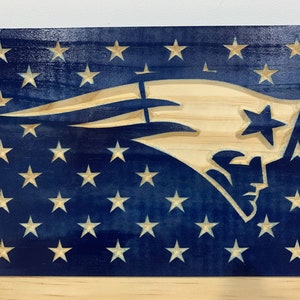 New England Patriots Wood American Flag Sign - Etsy
