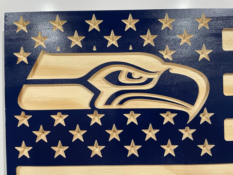 Seattle Seahawks Wood American Flag - Etsy