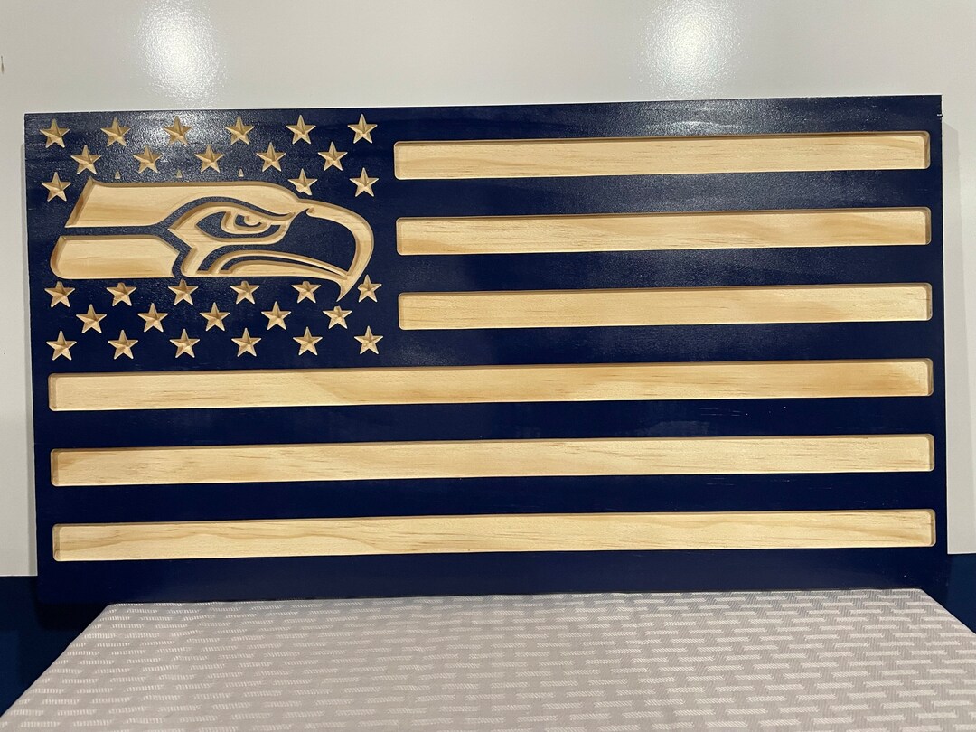 Seattle Seahawks Wood American Flag - Etsy