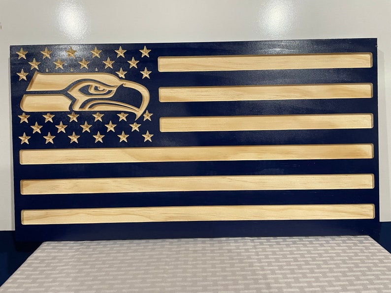 Seattle Seahawks Wood American Flag - Etsy