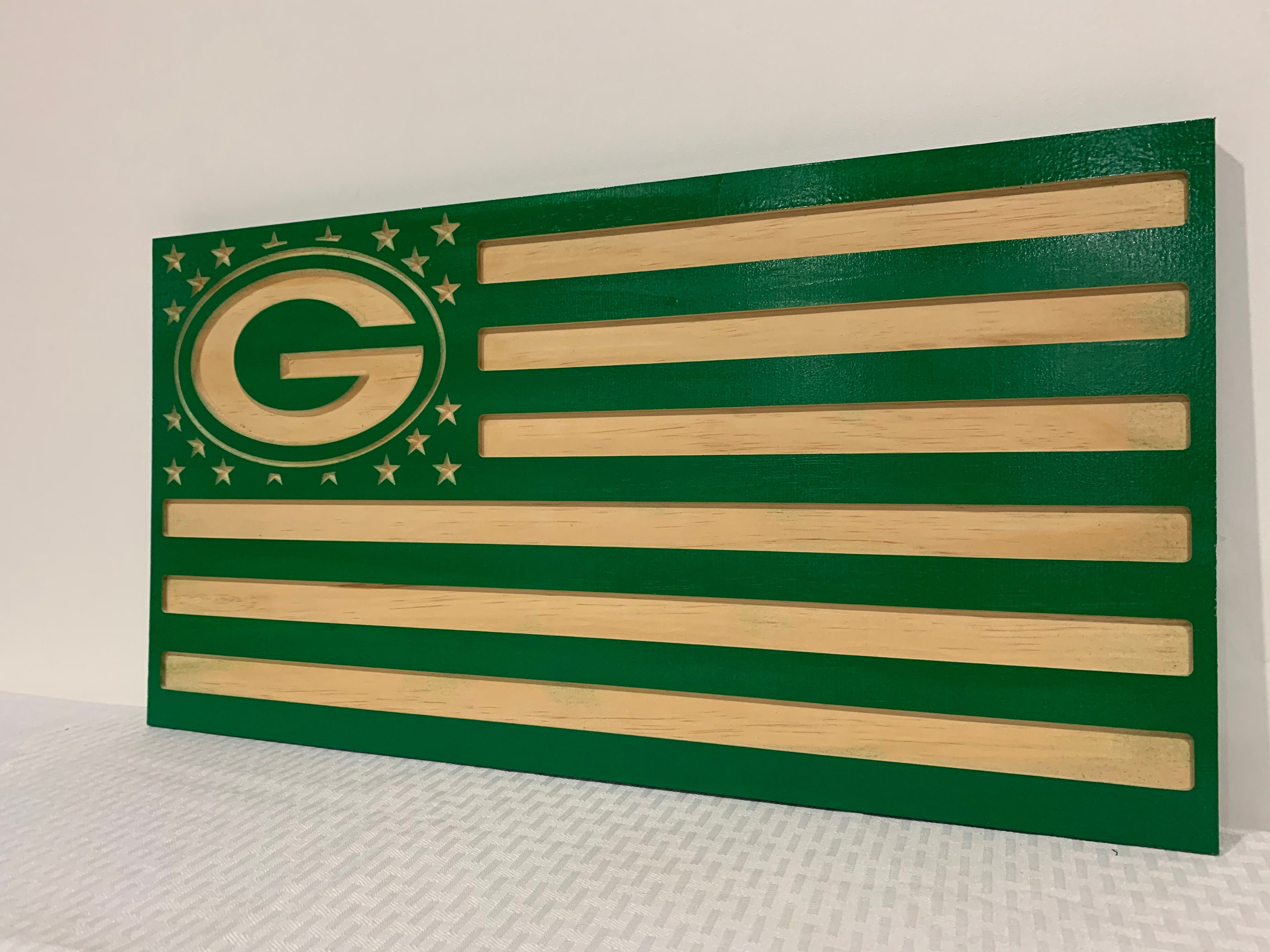 Green Bay Packers Wood American Flag Sign | Etsy