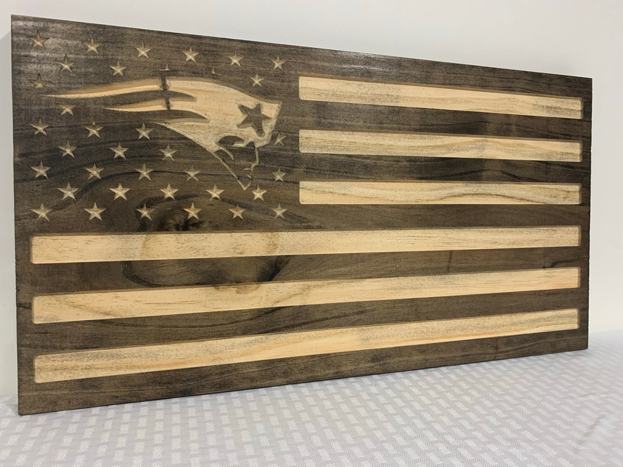 New England Patriots Wood American Flag Sign | Etsy