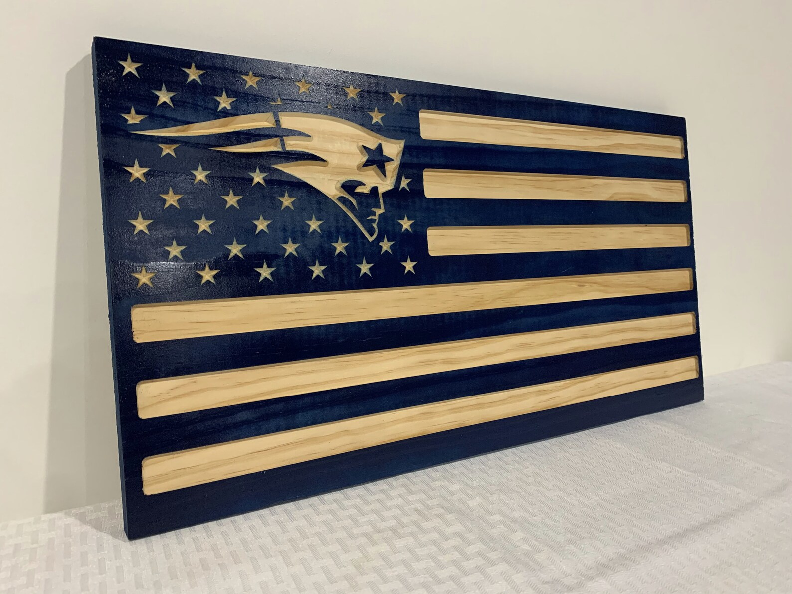 New England Patriots Wood American Flag Sign | Etsy
