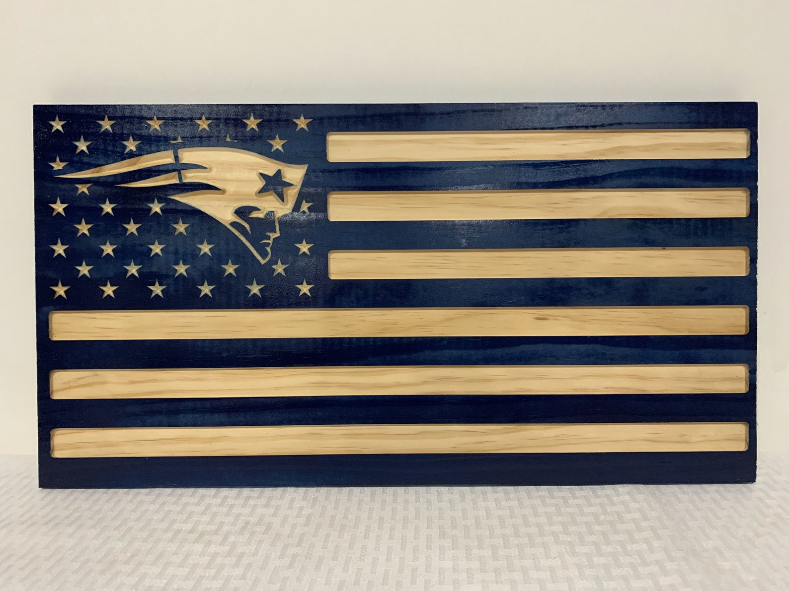 New England Patriots Wood American Flag Sign | Etsy