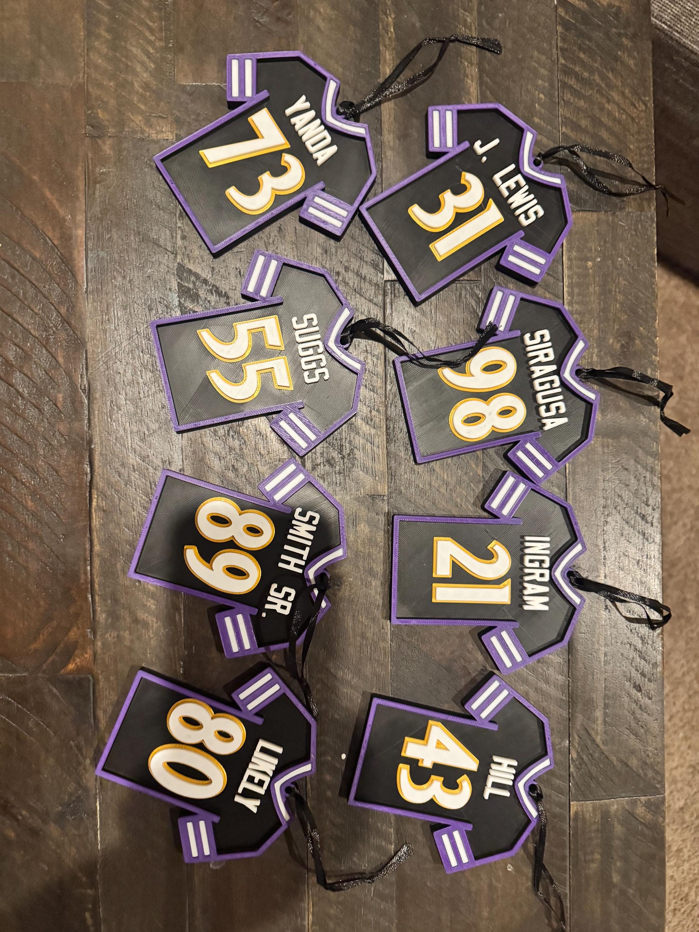 3D Printed Baltimore Ravens Jersey Christmas Ornaments - Etsy