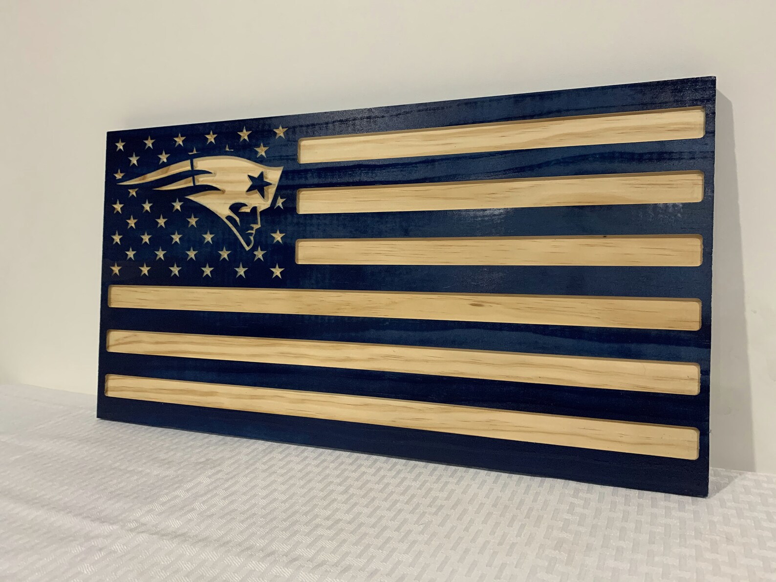 New England Patriots Wood American Flag Sign | Etsy